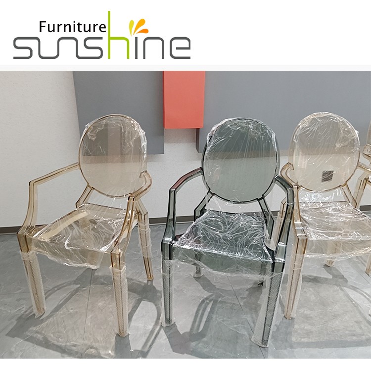 Modern Design Pink Plastic Wedding Acrylic Chairs Luxury Resin Armrest ...